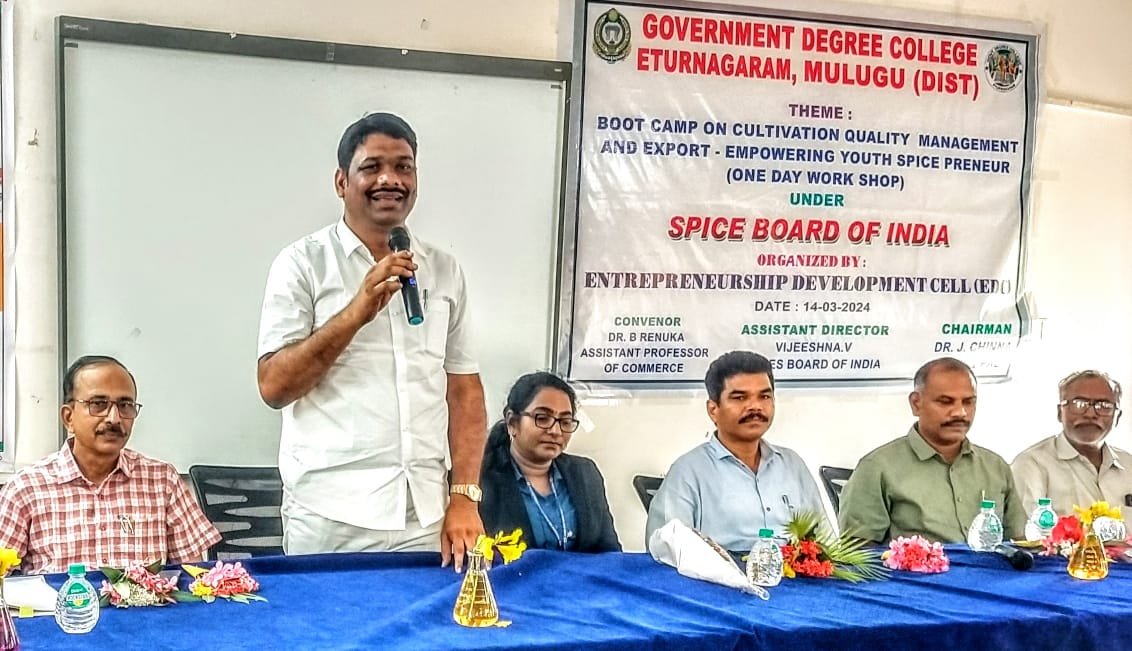 Spices Board Bootcamp held at GDC Eturunagaram in Mulugu district ...