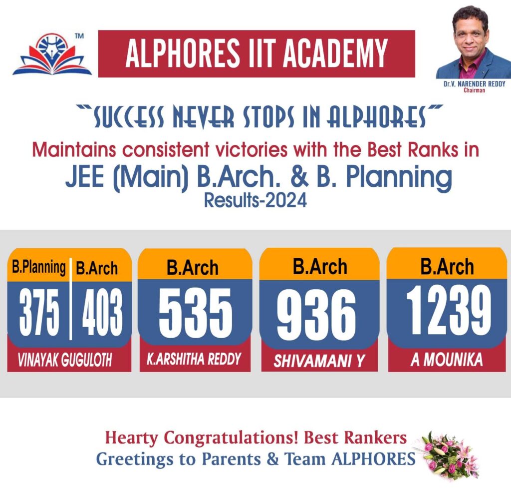 Alphores students secure top ranks in IIT-JEE for B Arch and B Planning ...