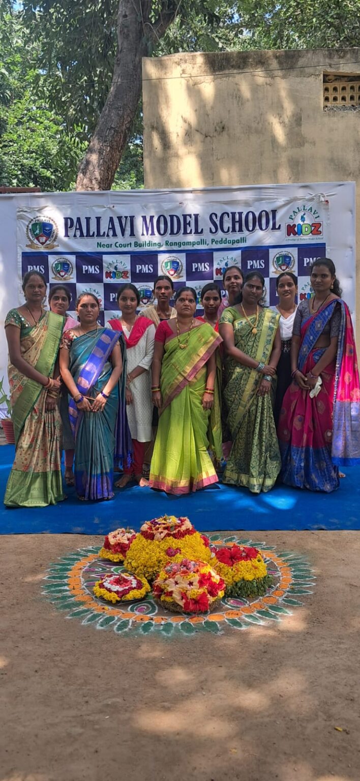 Students of Pallavi Model School celebrated Bathukamma with religious ...