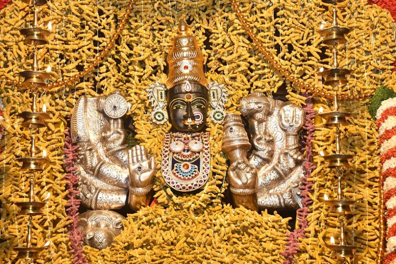 Goddess Durga decorated with Turmeric at Sri Mahashakthi temple in ...
