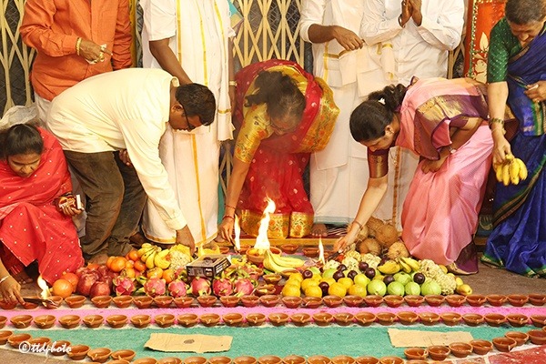 Karthika Deepam lit atop the hillock in Kapila theertham at Tirumala ...
